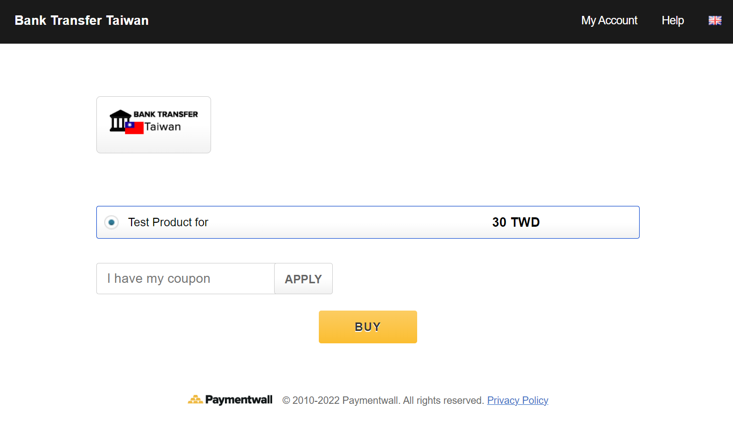 Payment Method - Bank Transfer Taiwan