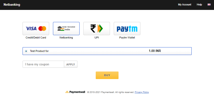 Payment Method - Netbanking