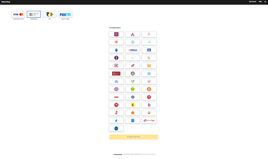 Payment Method - Netbanking