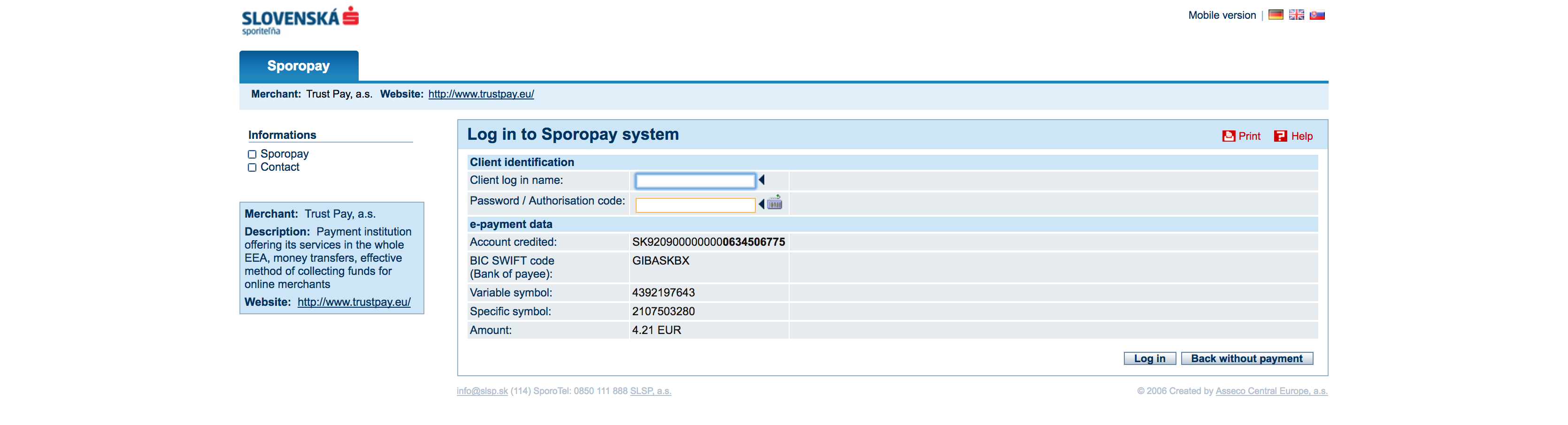 Payment Method - TrustPay