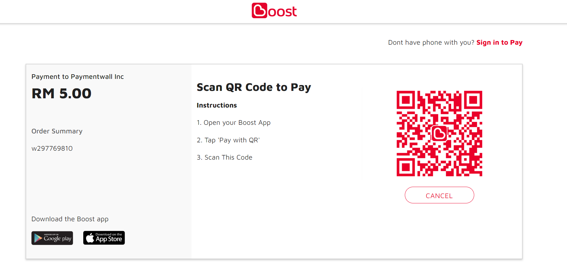 Payment Method - Boost Wallet