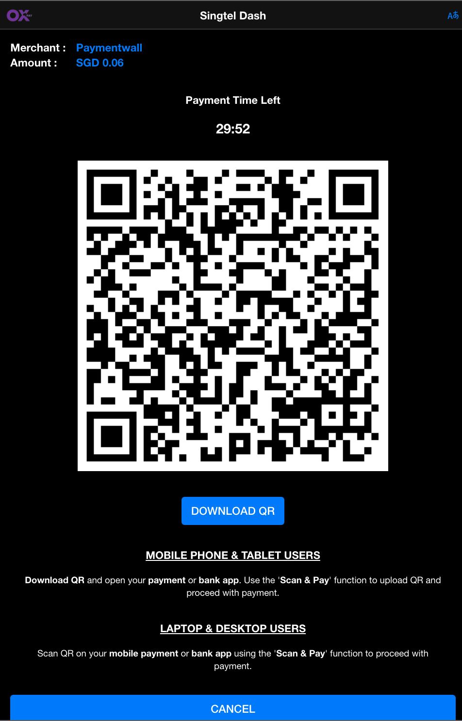 Payment Method - Singtel Dash